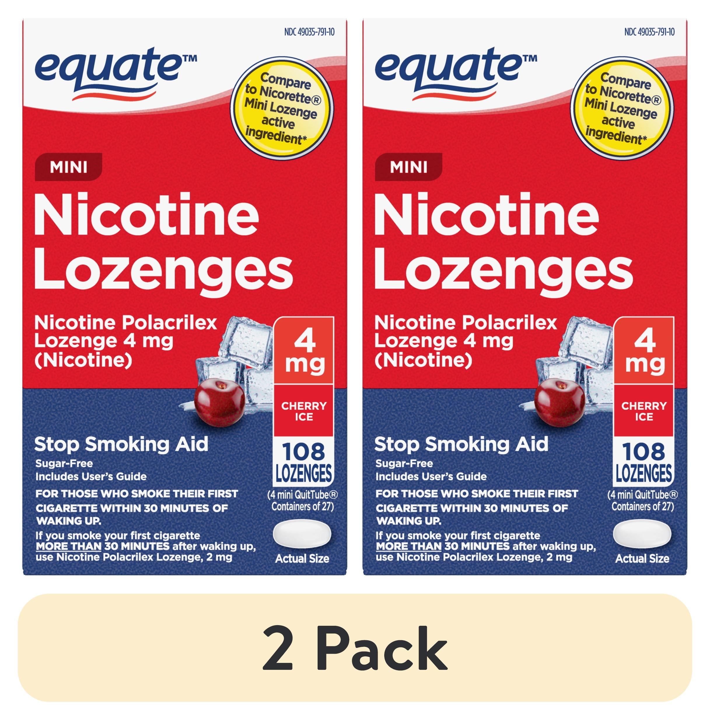 (2 pack) Equate Mini Nicotine Lozenge 4 mg, Cherry Ice Flavor, 108 ...