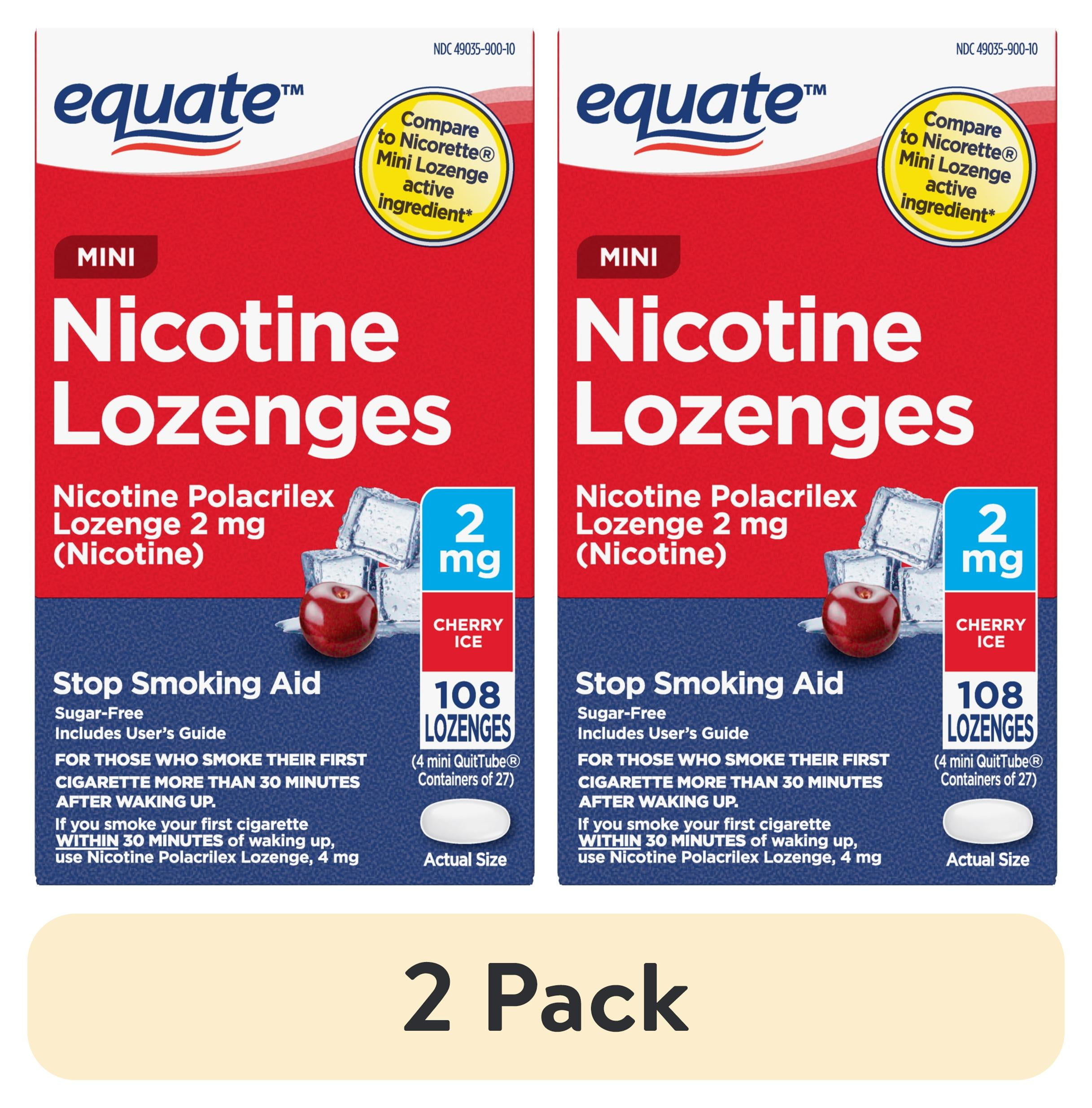 (2 pack) Equate Mini Nicotine Lozenge 2 mg, Stop Smoking Aid, Cherry ...