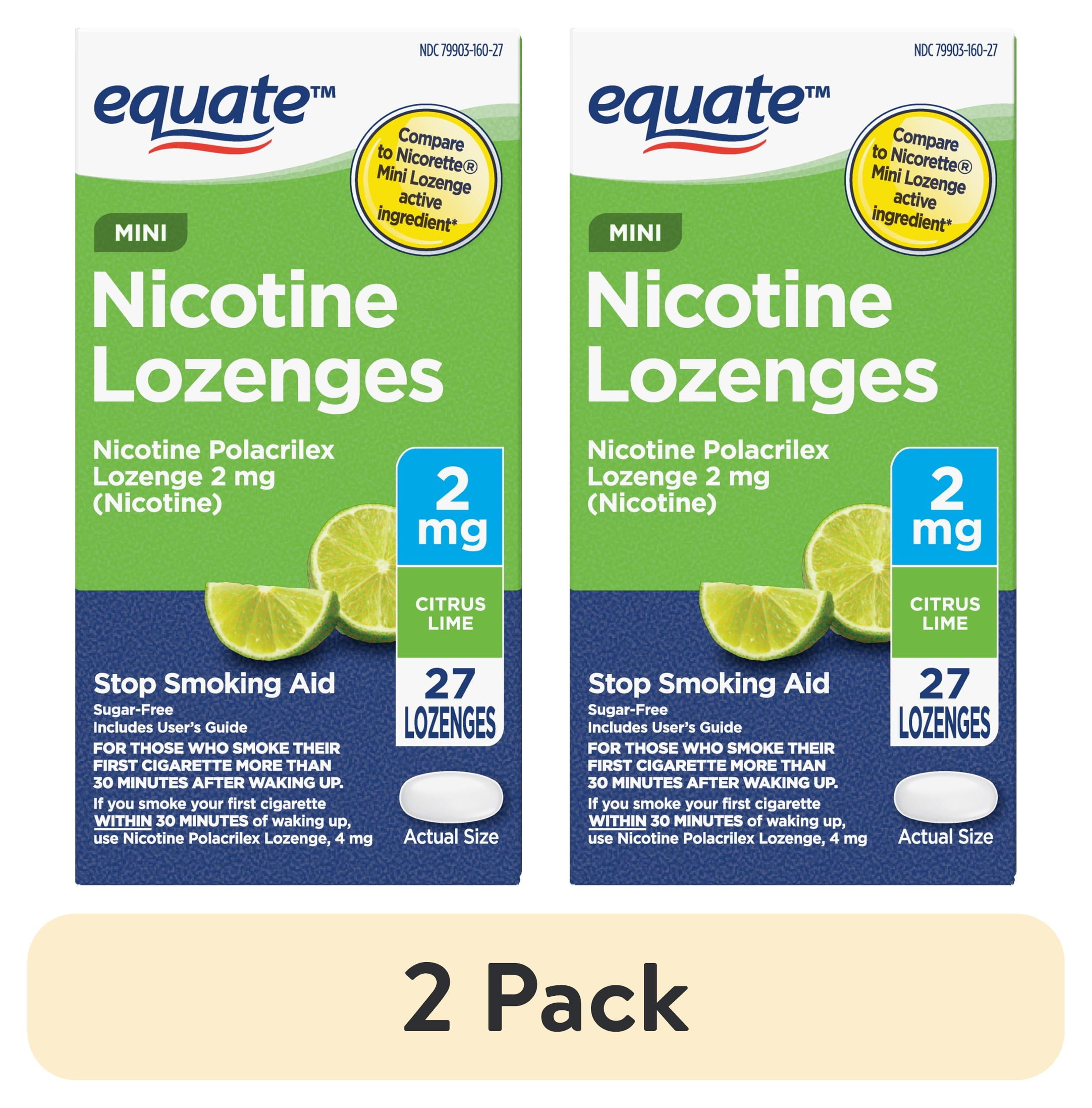 (2 pack) Equate Mini Nicotine Polacrilex Lozenge, 2 mg, Citrus, 27 ...