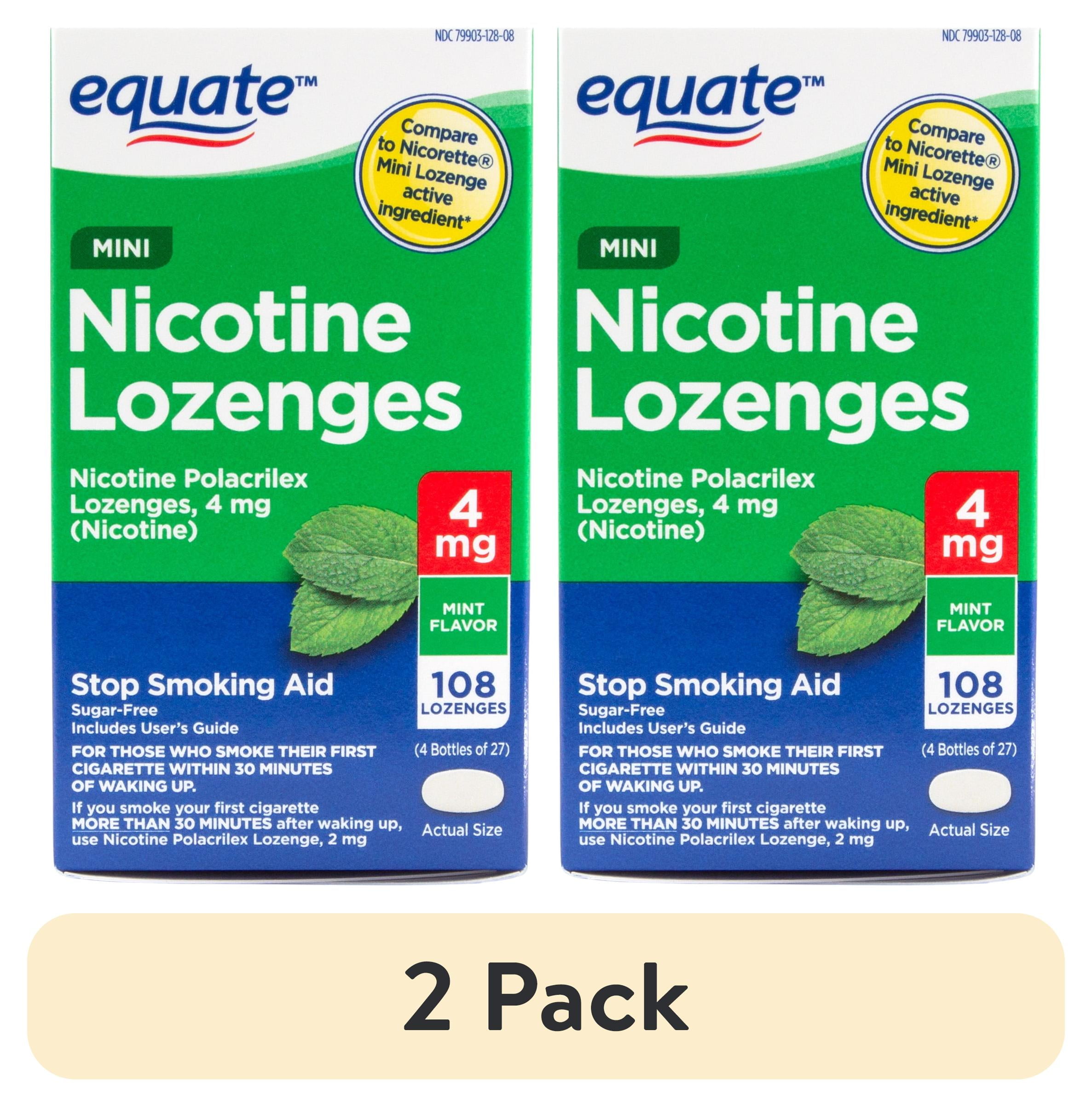 (2 pack) Equate Mini Nicotine Polacrilex Lozenges, Stop Smoking Aid, 4 ...