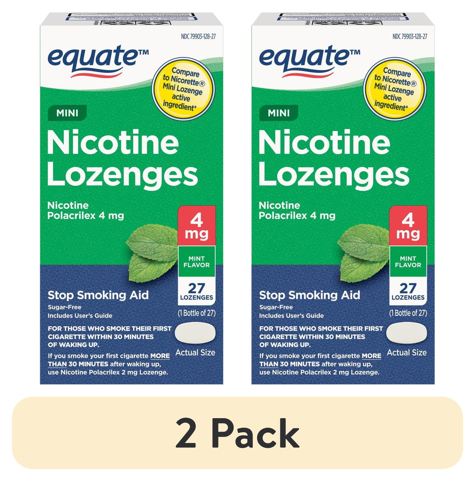 (2 pack) Equate Mini Nicotine Polacrilex Lozenges, Stop Smoking Aid, 4 ...