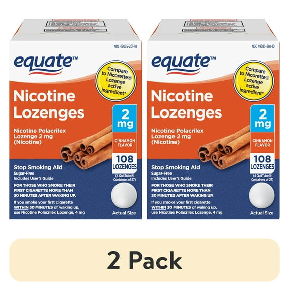 (2 pack) Equate Nicotine Polacrilex Lozenges, Stop Smoking Aid, 2 mg ...