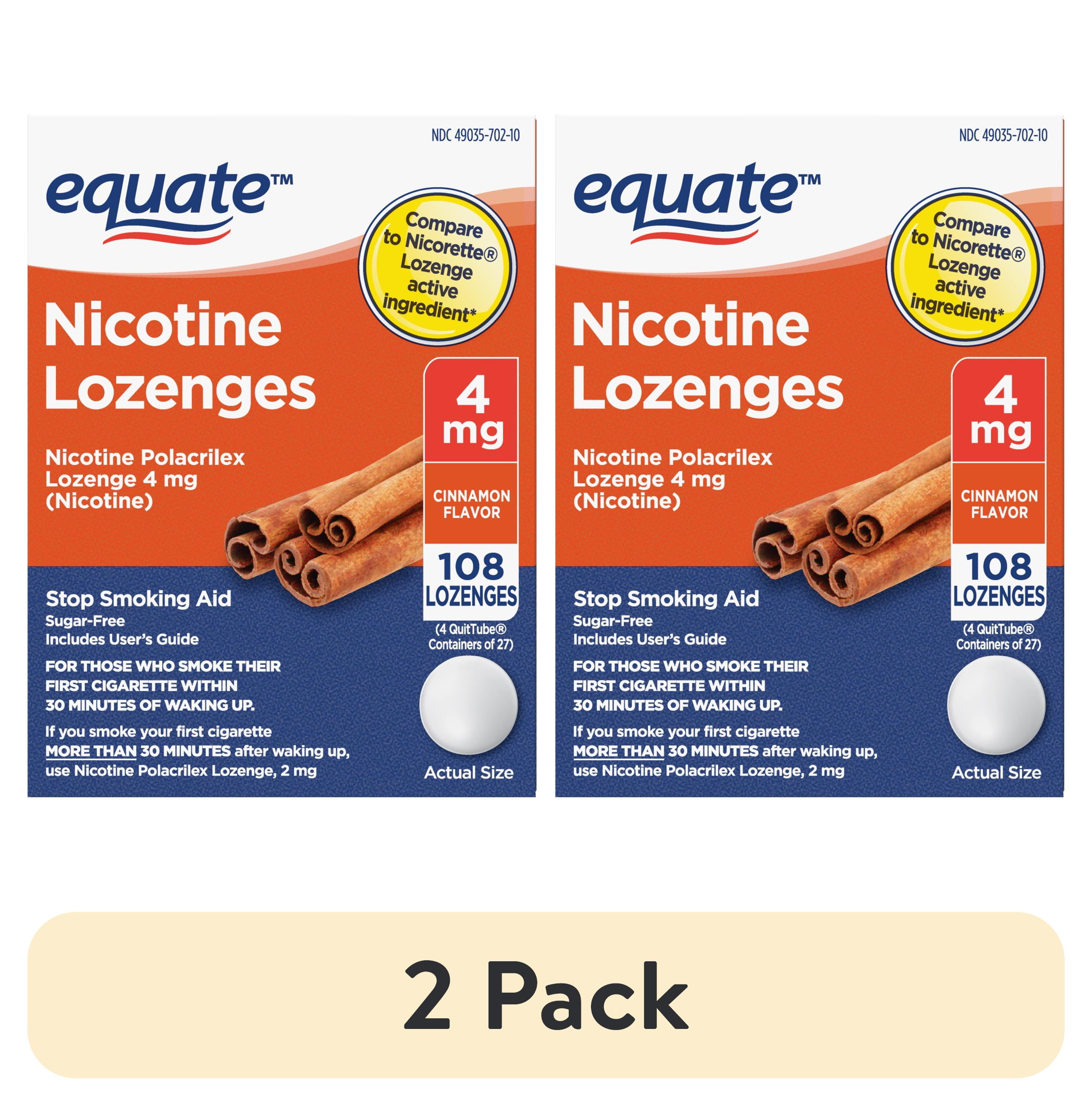 (2 pack) Equate Nicotine Lozenge, 4 mg, Cinnamon Flavor, 108 Count ...