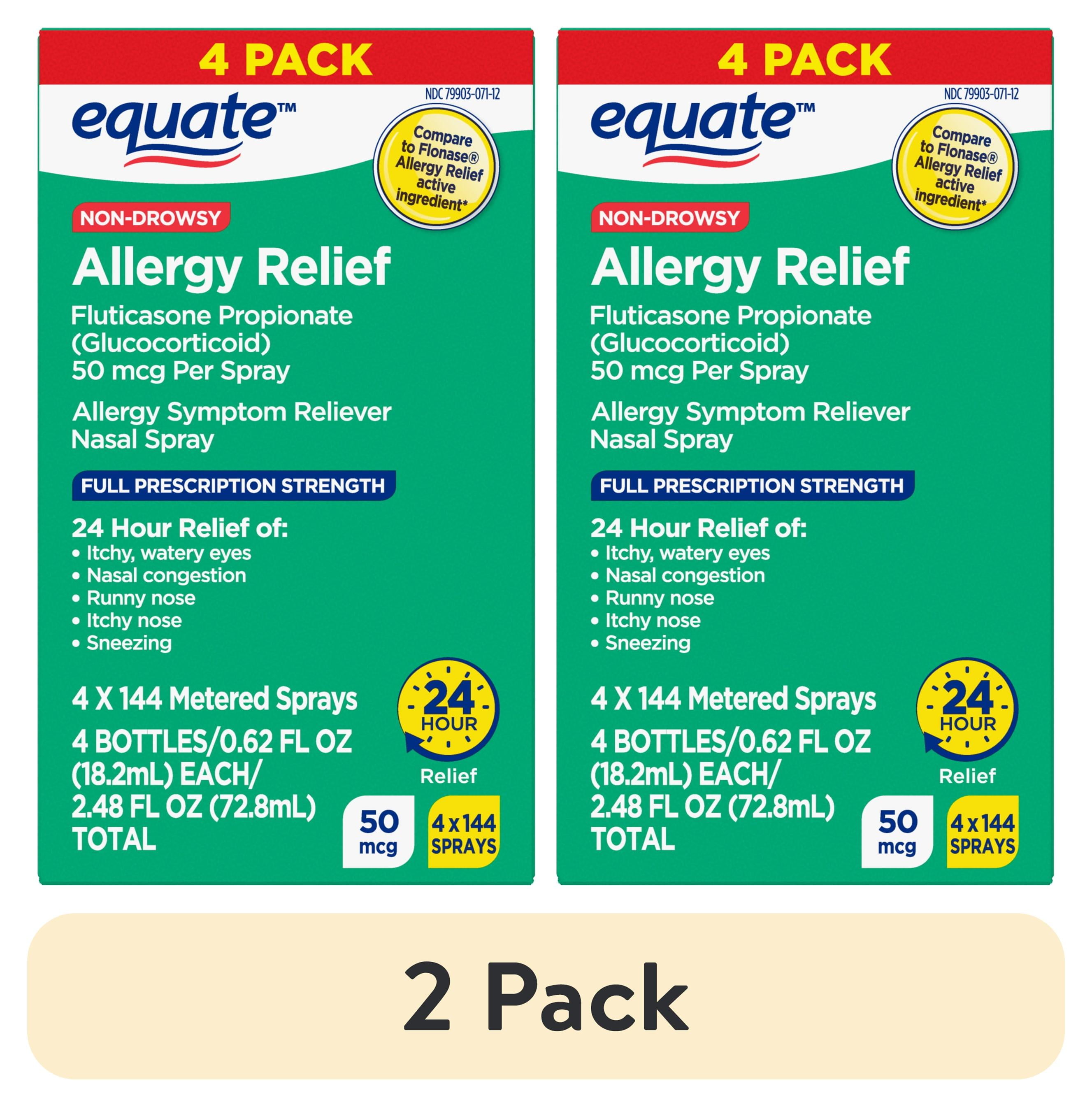(2 pack) Equate Fluticasone Propionate Nasal Allergy Relief Spray, 50 ...