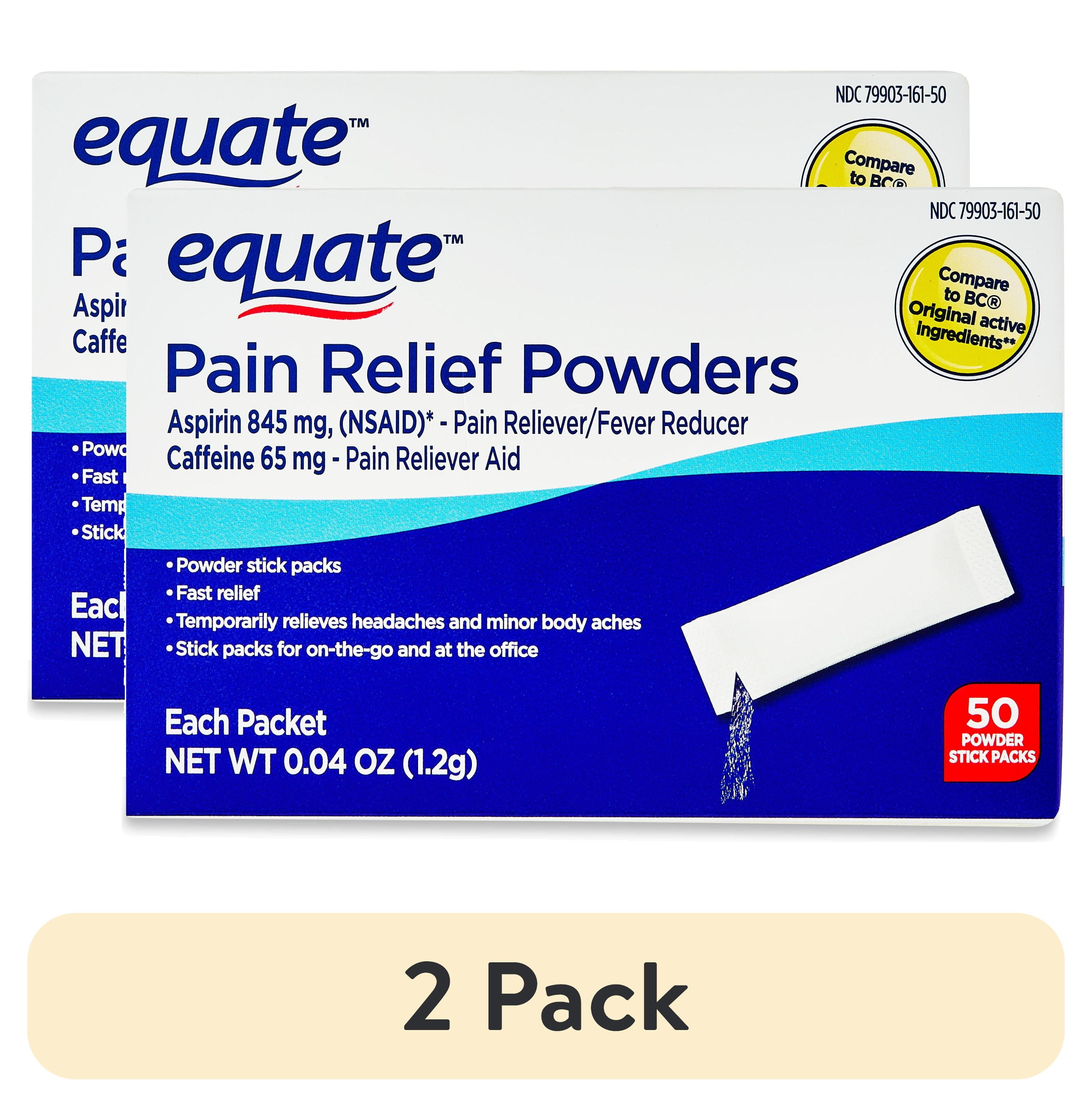 (2 pack) Equate Pain Relief Powder Stick Packets, Aspirin and Caffeine ...