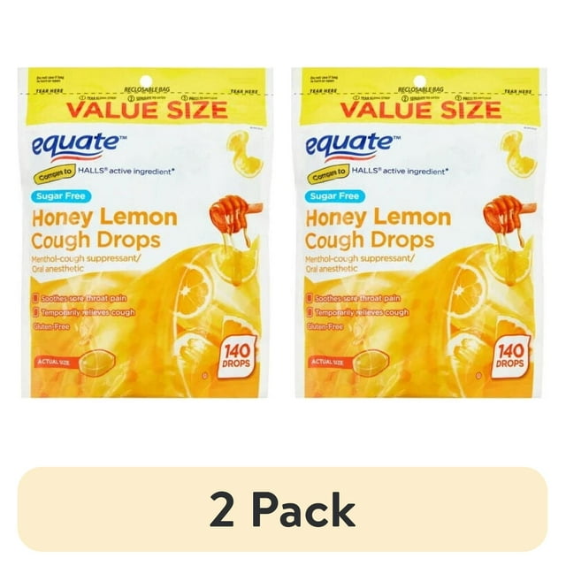 (2 pack) Equate Sugar Free Honey Lemon Cough Drops, 140 Count - Walmart.com