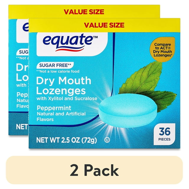 (2 pack) Equate Sugar-Free Dry Mouth Lozenges with Xylitol and ...