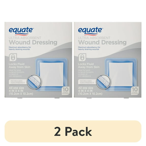 (2 pack) Equate Ultra Absorbent Wound Dressing, 10 Count - Walmart.com