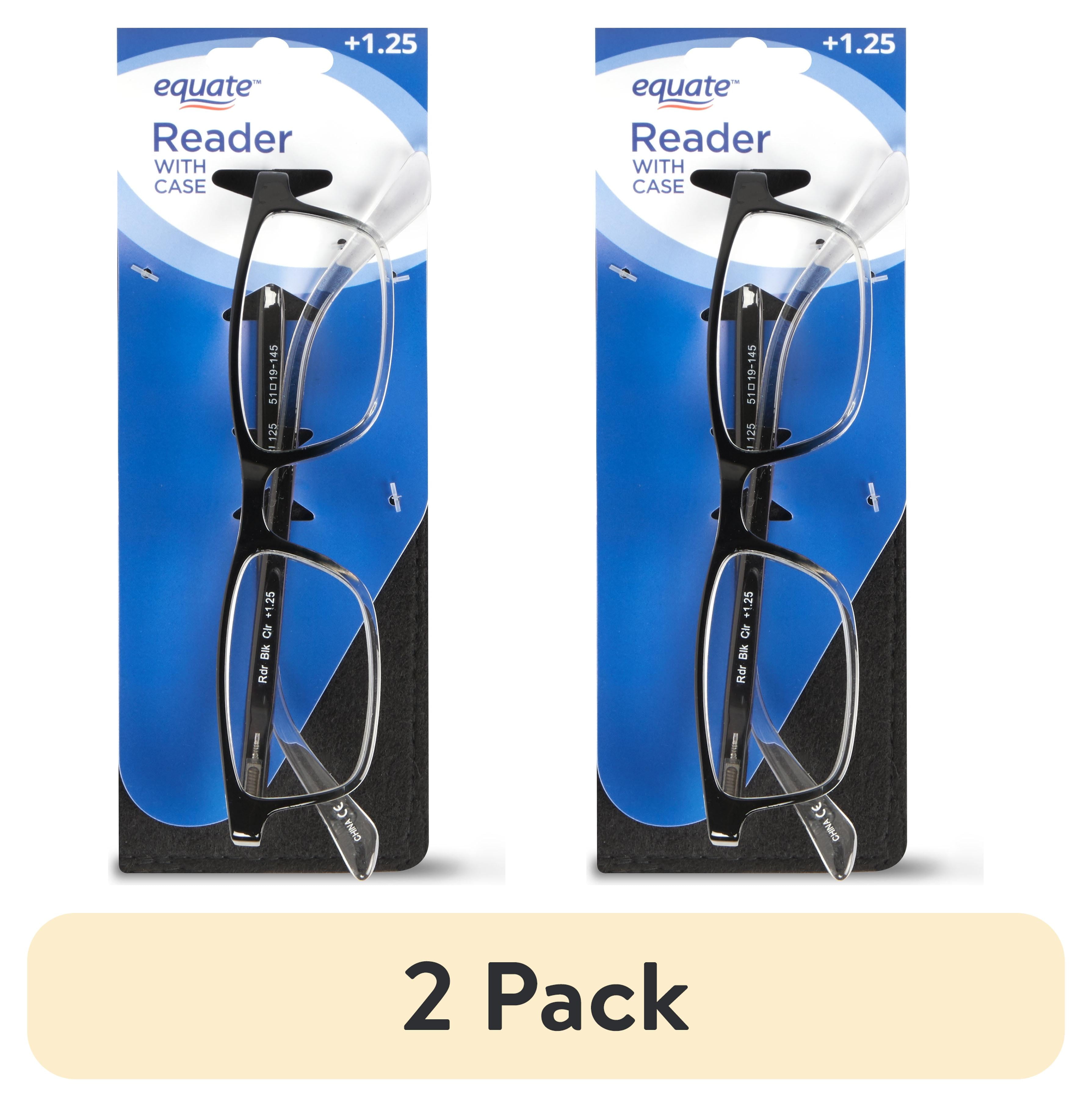 (2 pack) Equate Unisex Full Rim Reading Glasses with Case, Plastic Lens ...
