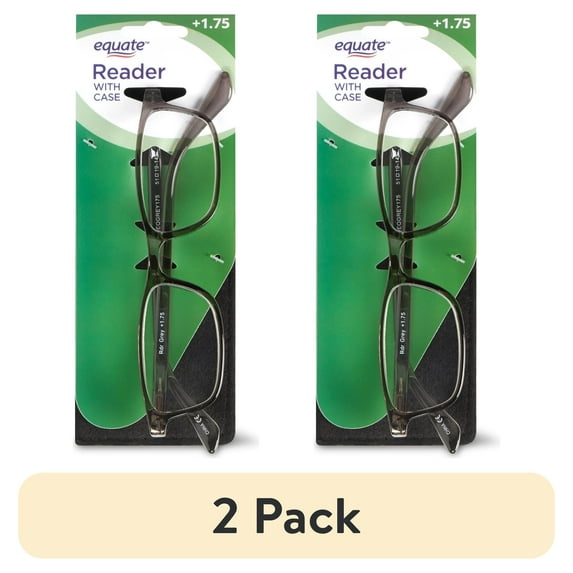 (2 pack) Equate Unisex Rectangular Reading Glasses with Case, Single ...