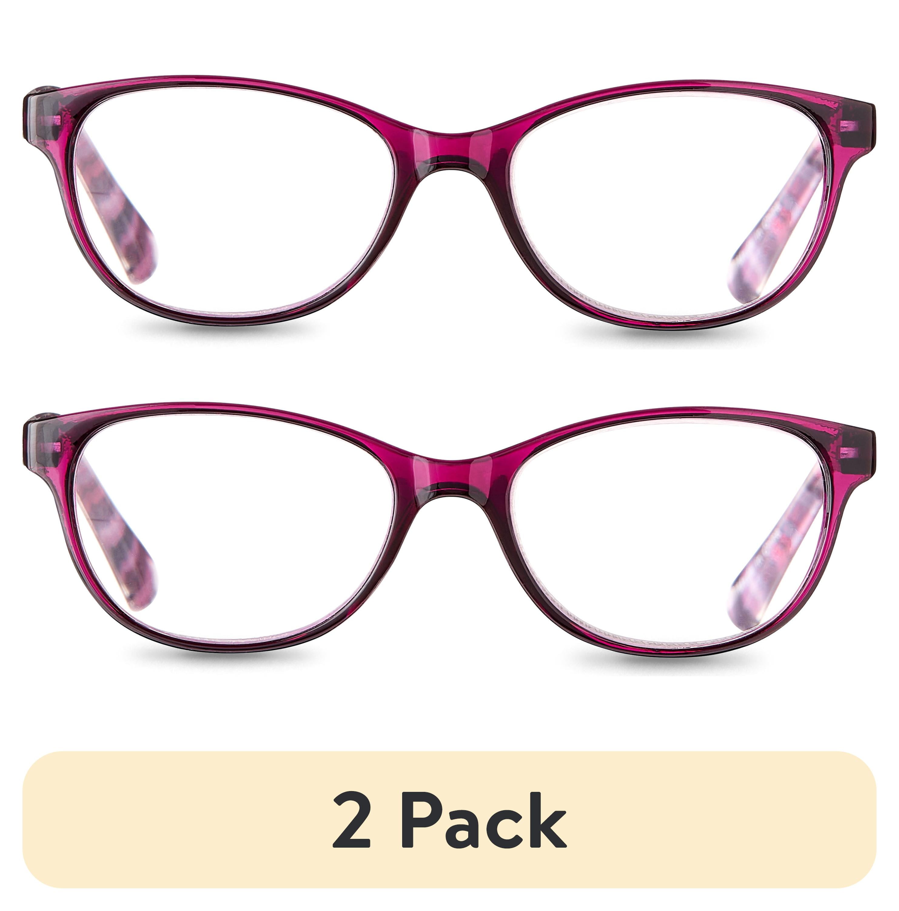 (2 pack) Equate Women's Heather Oval Reading Glasses with Case, Purple ...