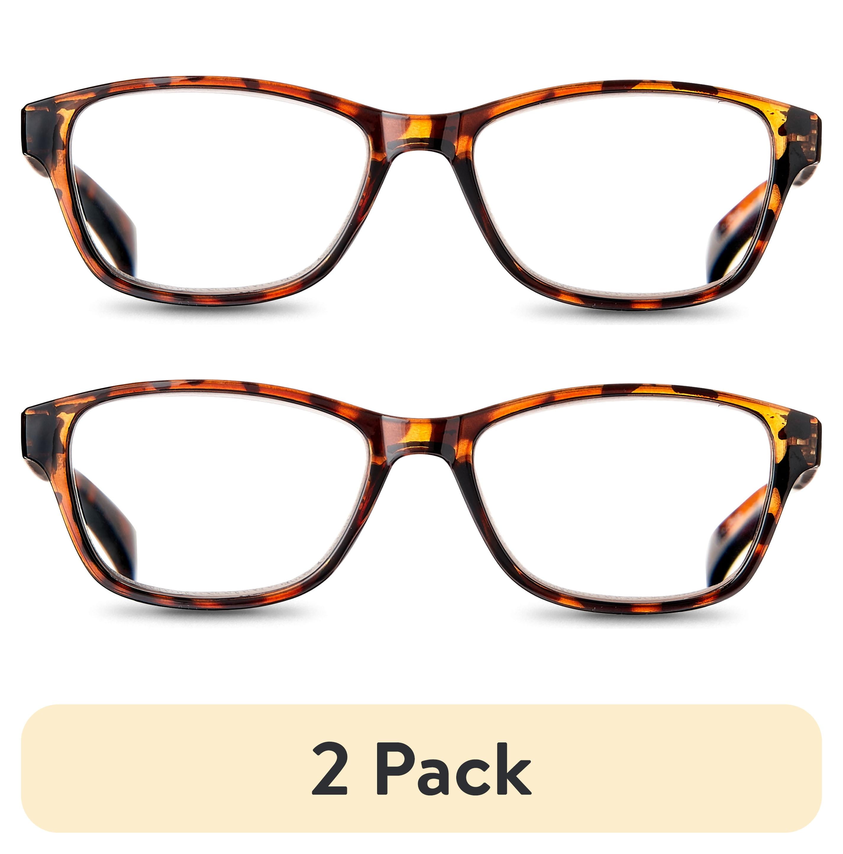 (2 pack) Equate Women's Iris Square Reading Glasses with Case, Tortoise ...