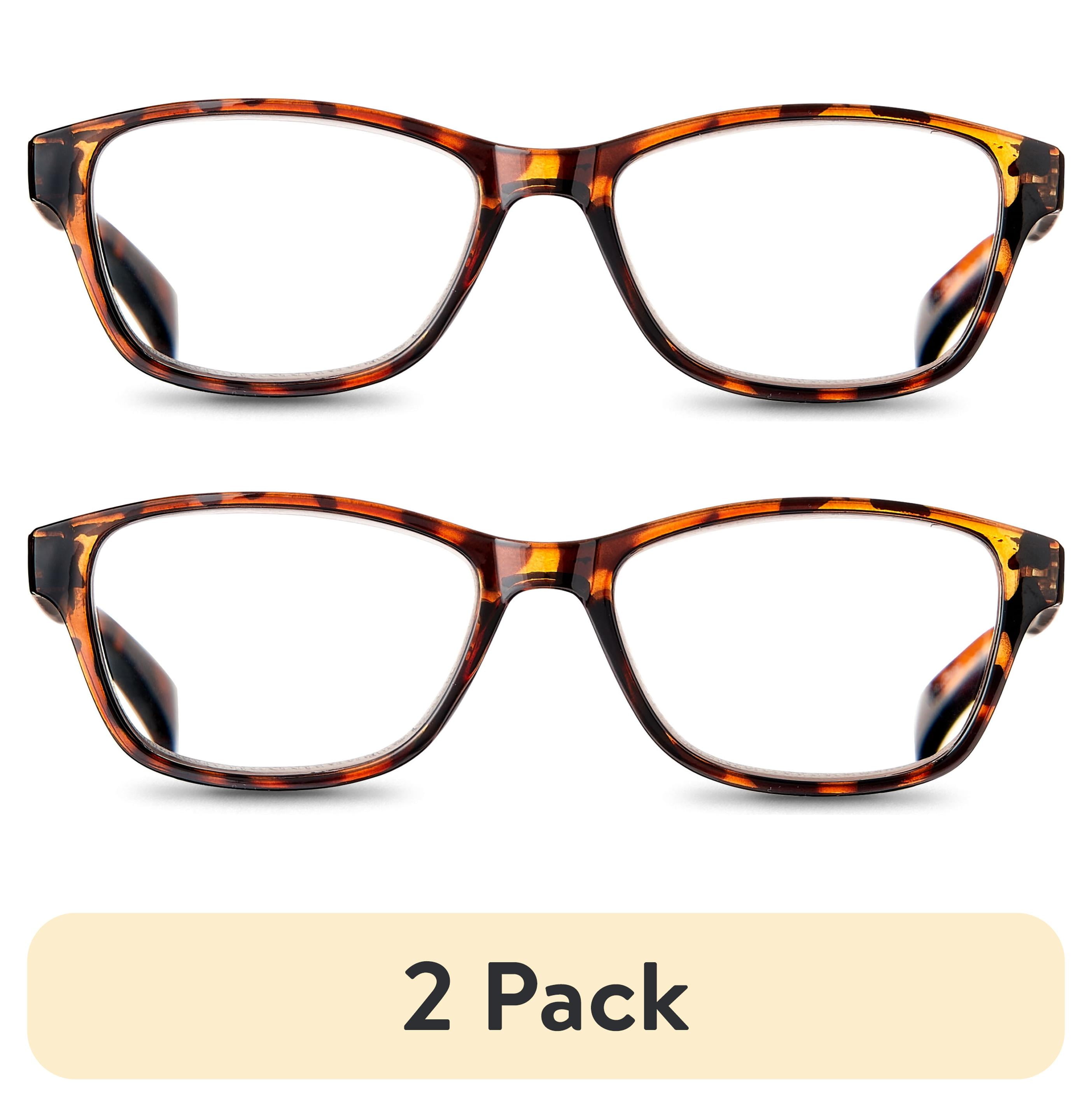 (2 pack) Equate Women's Iris Square Reading Glasses with Case, Tortoise ...
