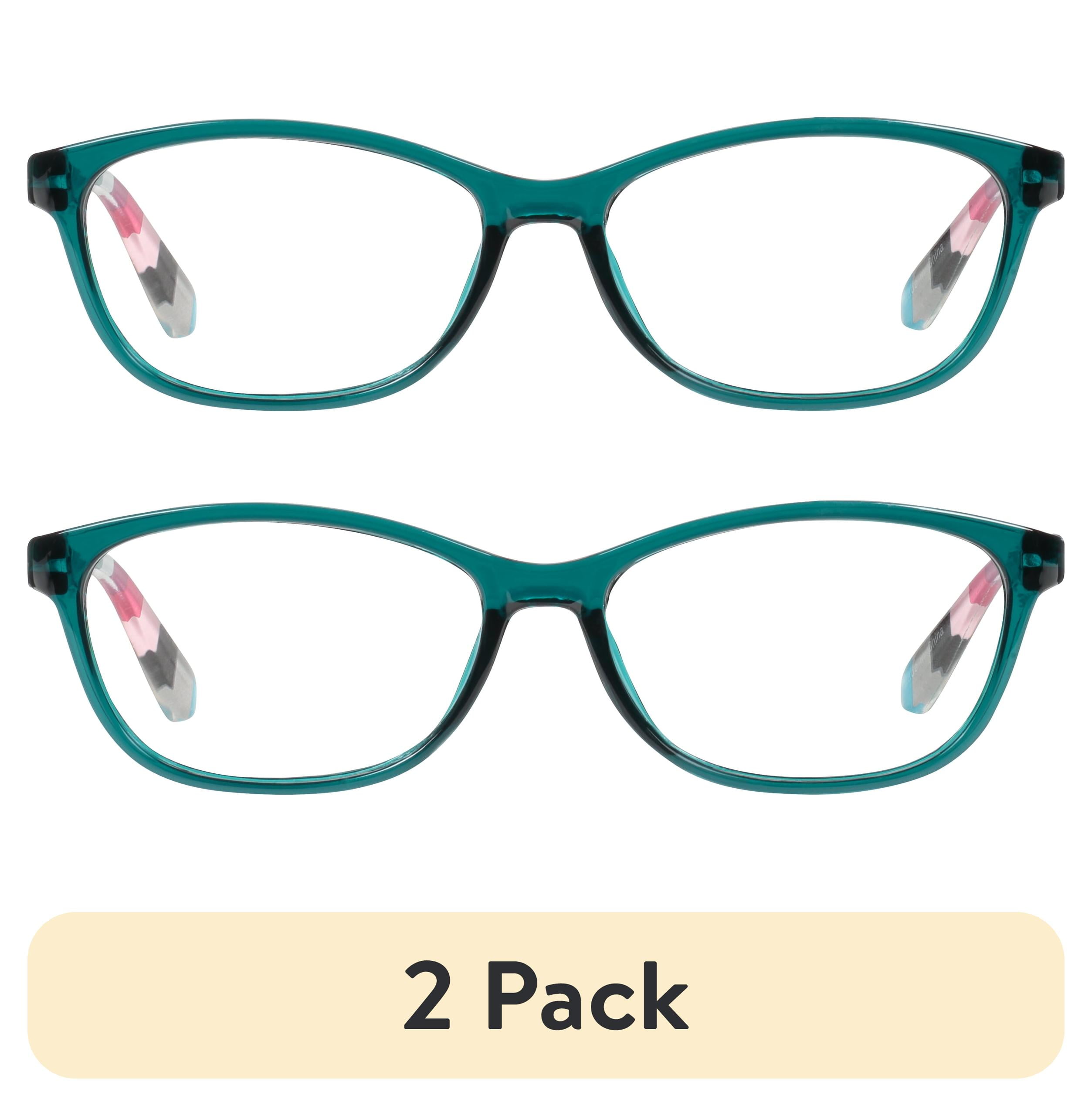 (2 pack) Equate Women's Lily Rectangle Reading Glasses with Case, Blue ...
