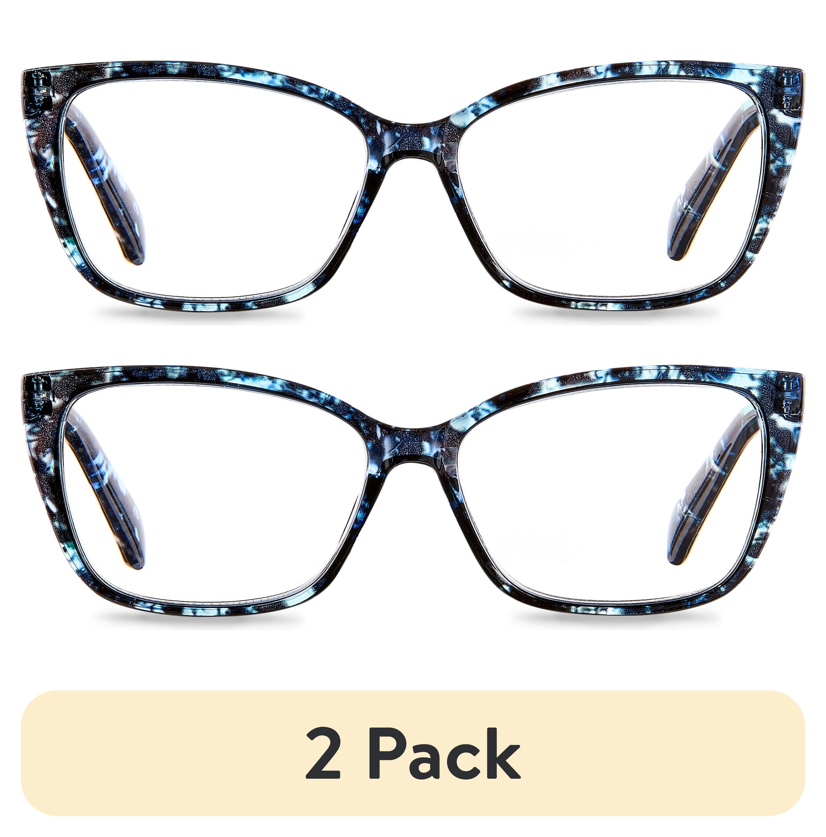 (2 pack) Equate Women's Orchid Cateye Reading Glasses with Case, Blue ...