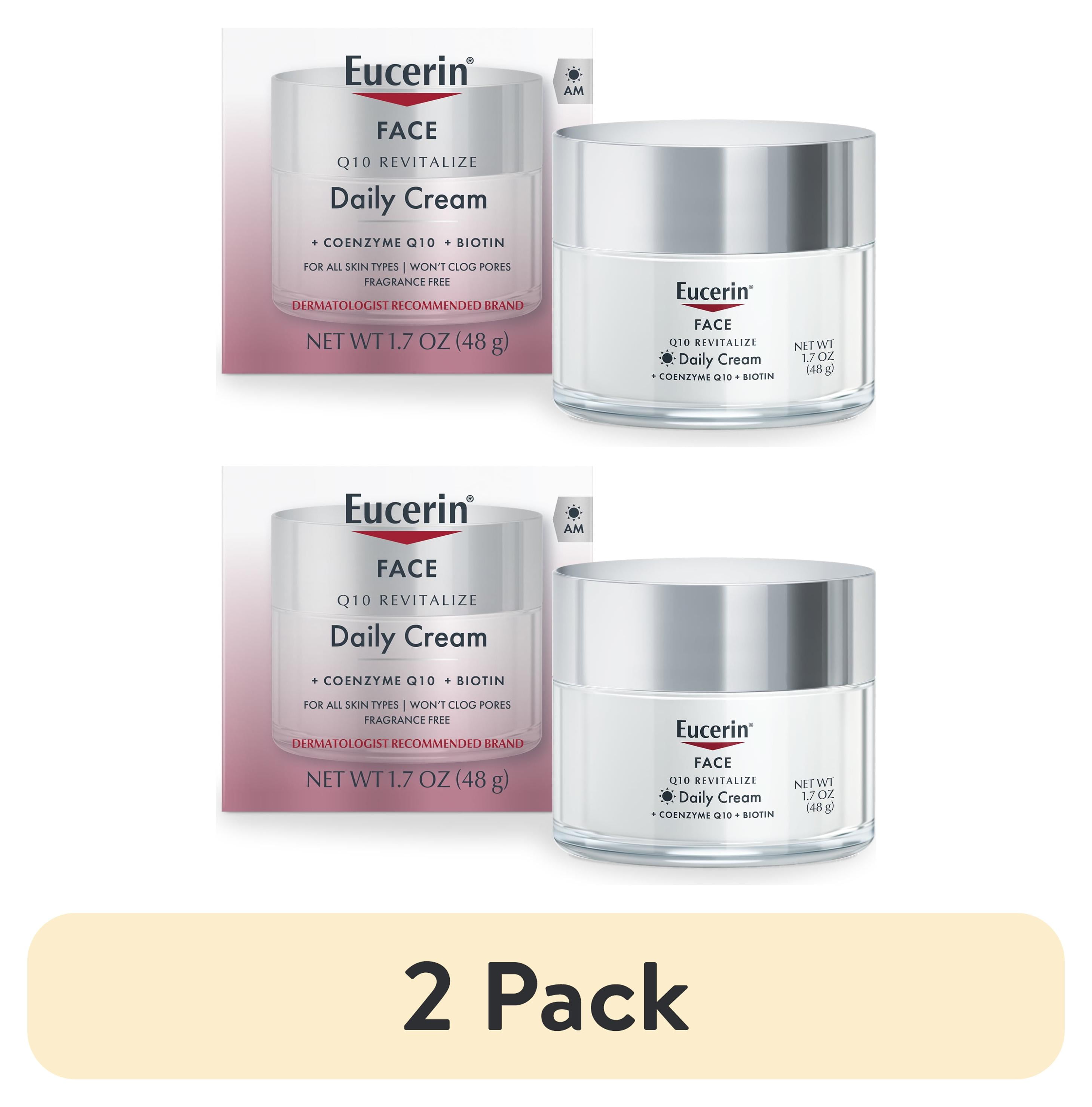 (2 pack) Eucerin Q10 Anti-Wrinkle Face Cream for Sensitive Skin, 1.7 Oz ...