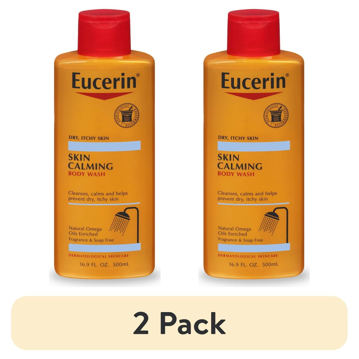 (2 pack) Eucerin Skin Calming Body Wash for Dry, Itchy Skin with Omega ...