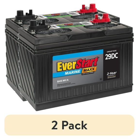 (2 pack) EverStart Lead Acid Maxx Marine & RV Deep Cycle Battery, Group Size 29DC 12 Volt, 845 ...