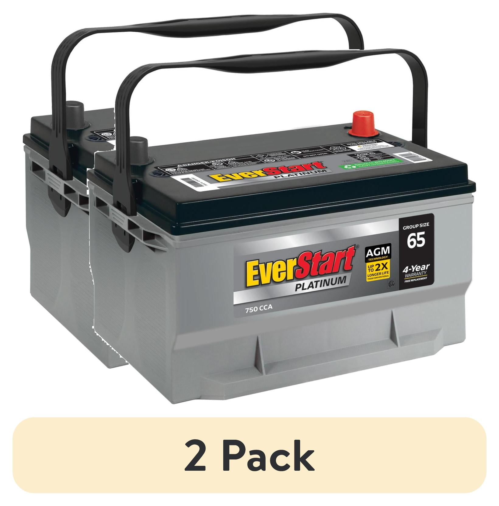 (2 pack) EverStart Platinum AGM Automotive Battery, Group Size 65 12 ...
