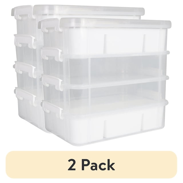 (2 pack) Everything Mary Clear 4-Tier Plastic Craft and Hobby Stackable ...