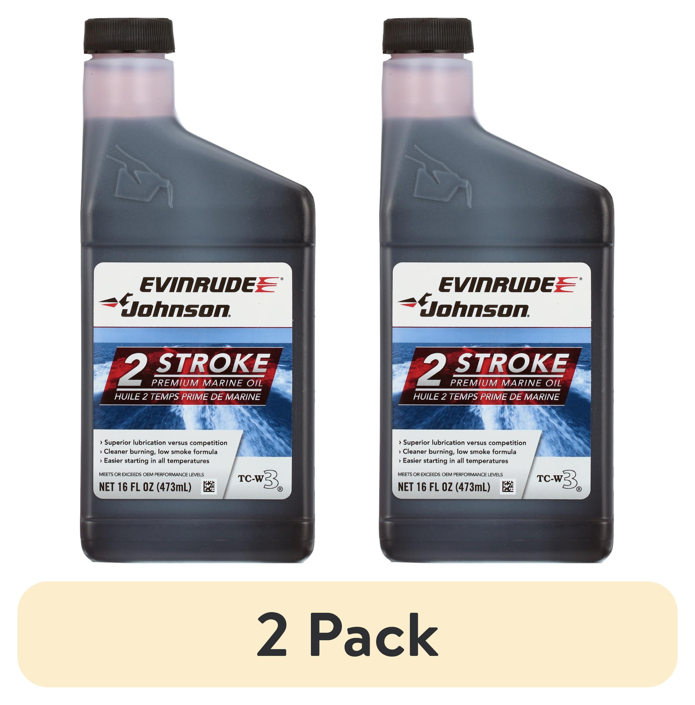 (2 pack) Evinrude Johnson Premium TC-W3 Mineral 2 Cycle Marine Oil,16 ...