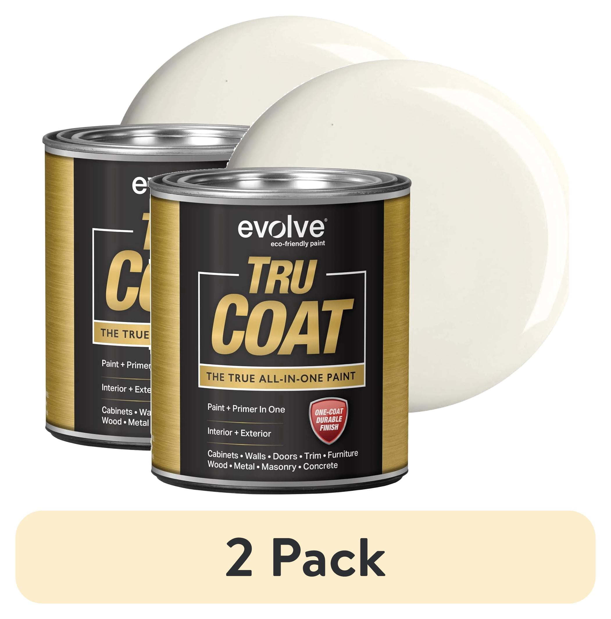 (2 pack) Evolve Tru Coat Alabaster White Satin Acrylic Latex All in One ...