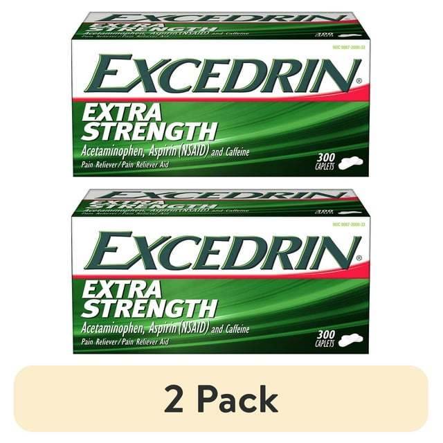 (2 pack) Excedrin Extra Strength Acetaminophen Aspirin and Caffeine ...