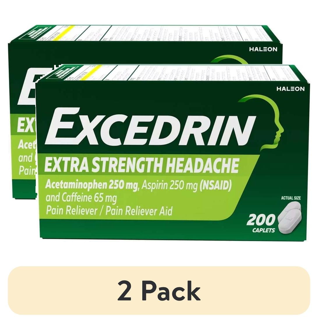 (2 pack) Excedrin Extra Strength Caplets for Headache Pain Relief, 200 ...
