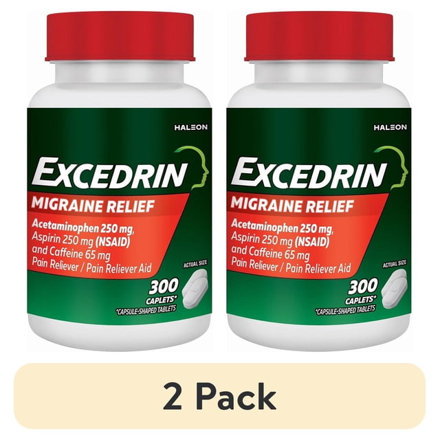 (2 pack) Excedrin Migraine Caffeine - 300 Caplets - Walmart Business ...