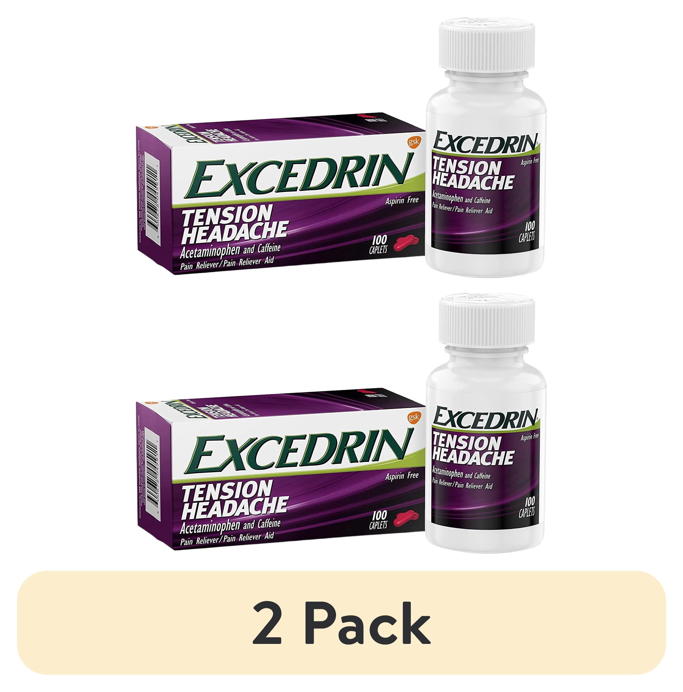 (2 pack) Excedrin Tension Headache Relief Caplets Without Aspirin for ...