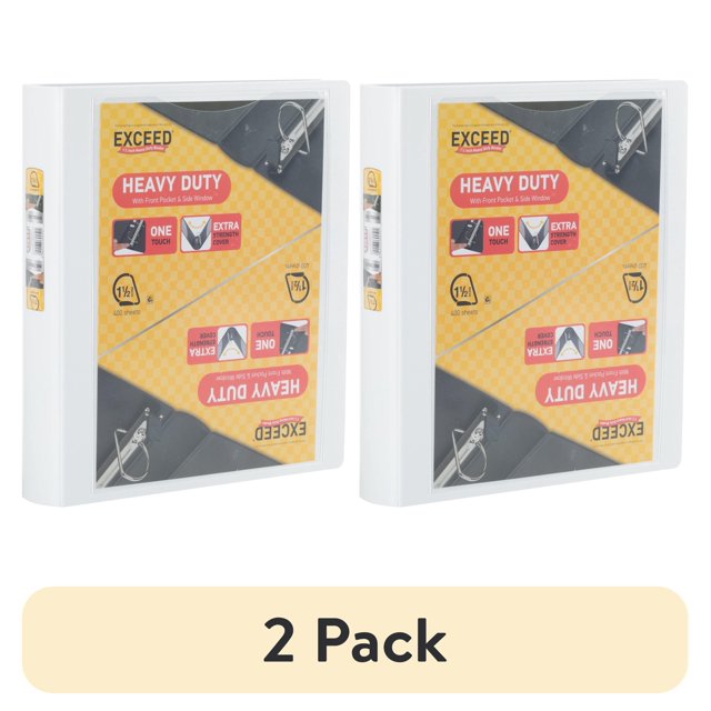 (2 pack) Exceed 1.5'' Heavy Duty Binder, White, Slant D-Ring - Walmart.com