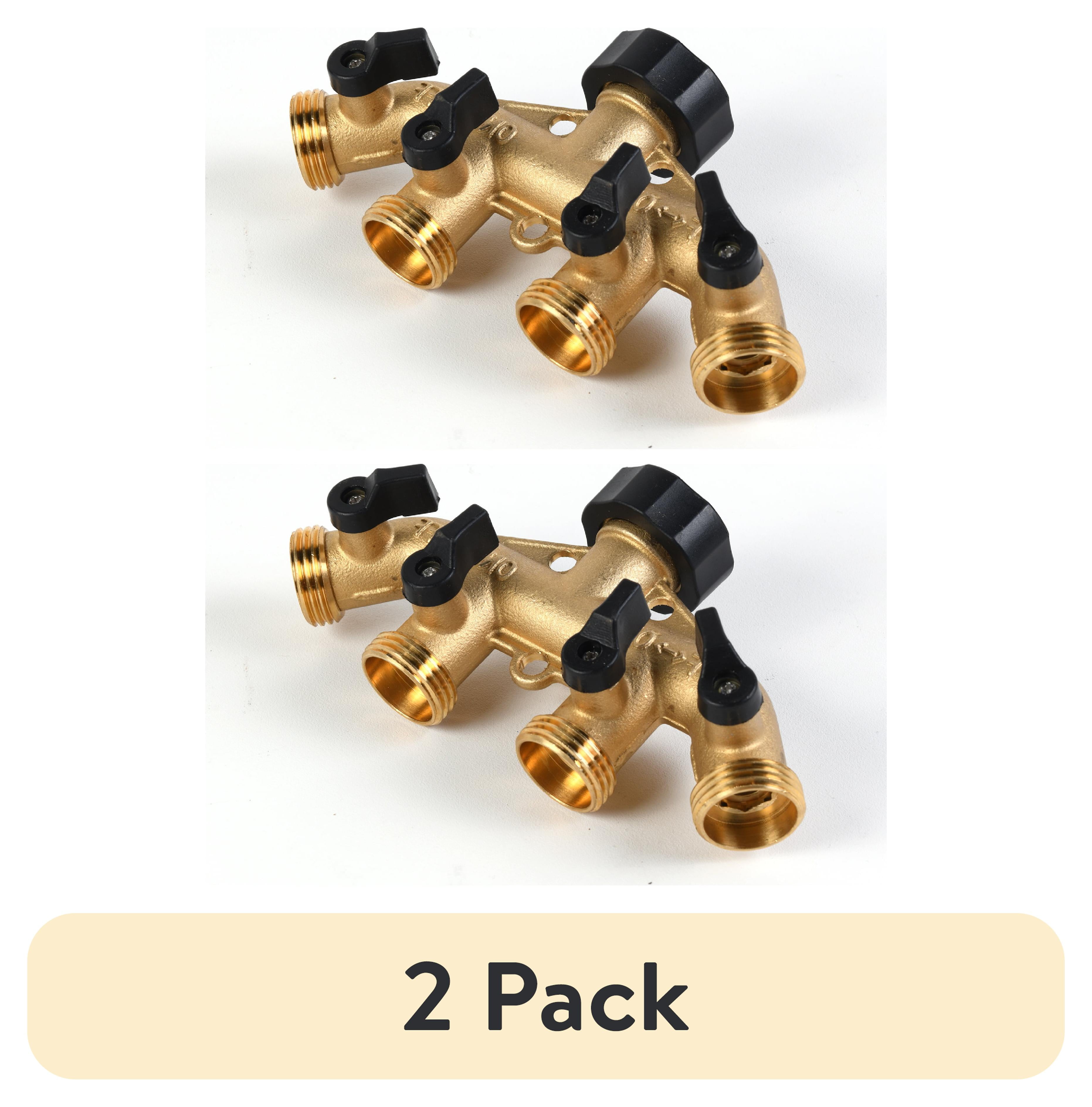 (2 pack) Expert Gardener Brass 4-Way Hose Faucet Manifold - Walmart.com