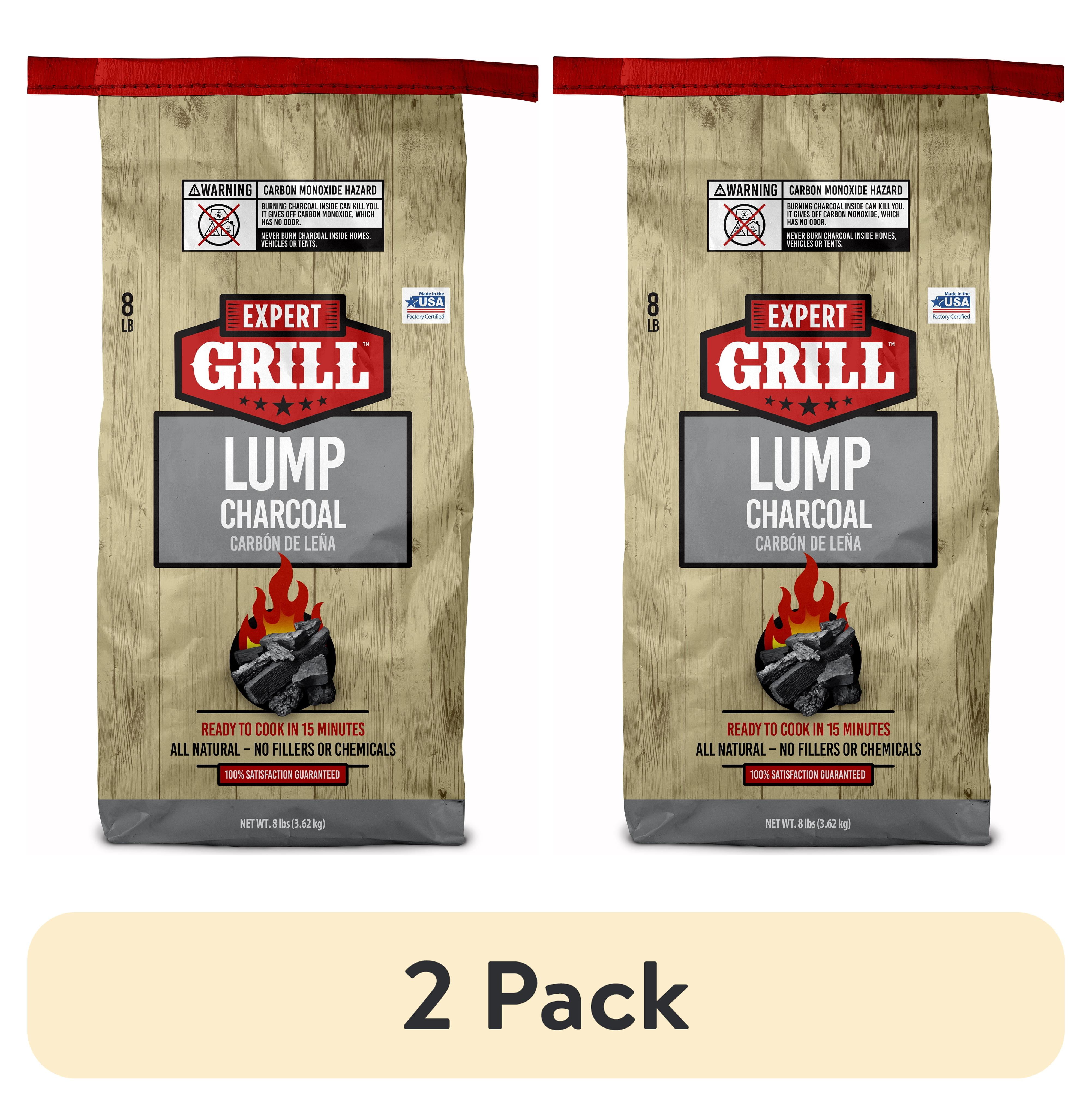 (2 pack) Expert Grill All-Natural Lump Charcoal New Bag, 8 lbs ...