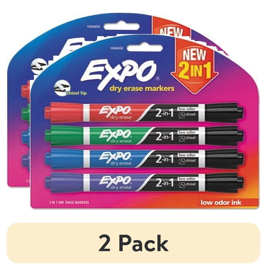 (2 pack) EXPO 2-in-1 Dry Erase Markers, Dual-Ended Markers, Assorted ...