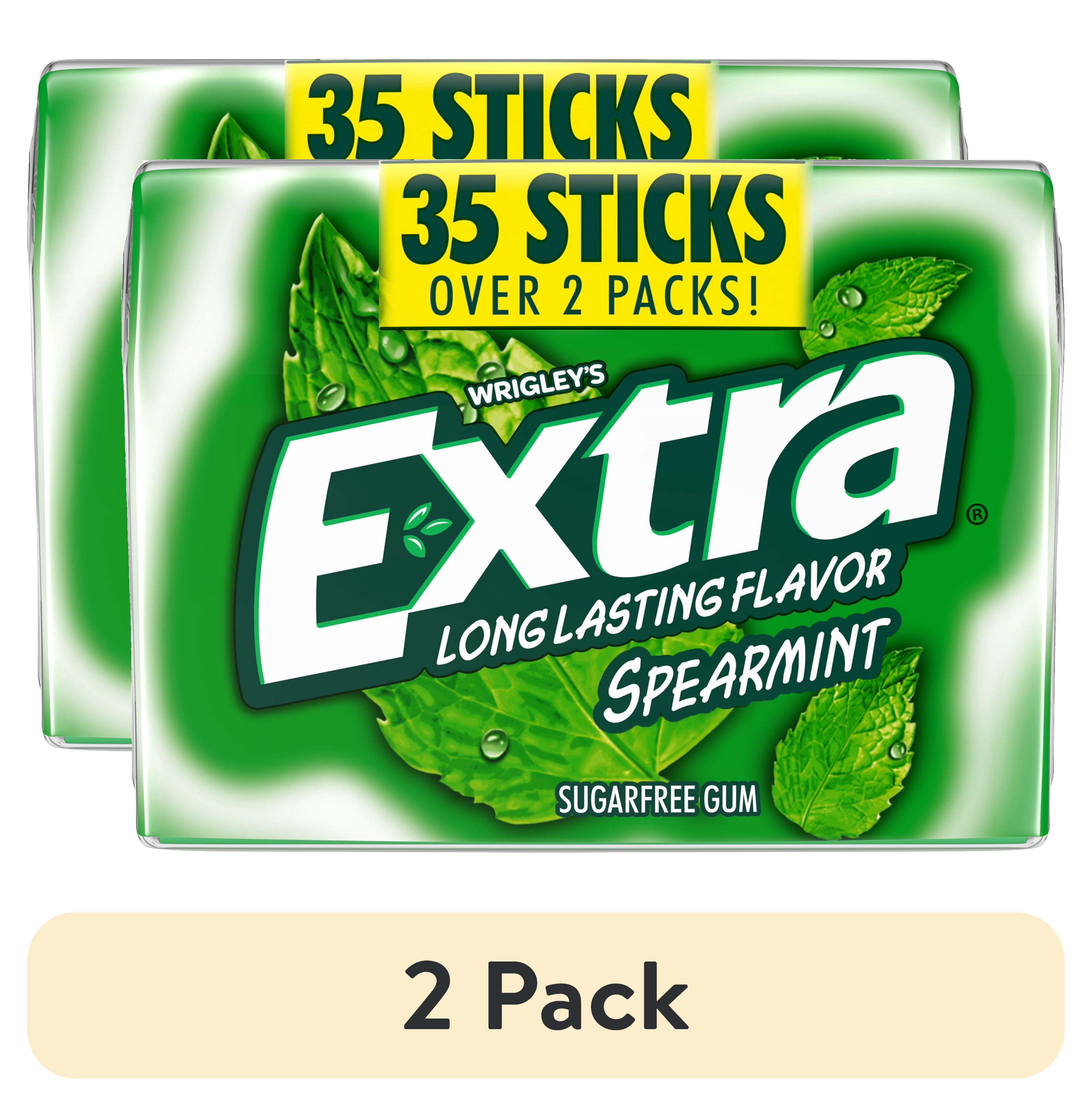 (2 pack) Extra Spearmint Sugar Free Chewing Gum School Snacks - 35 ...