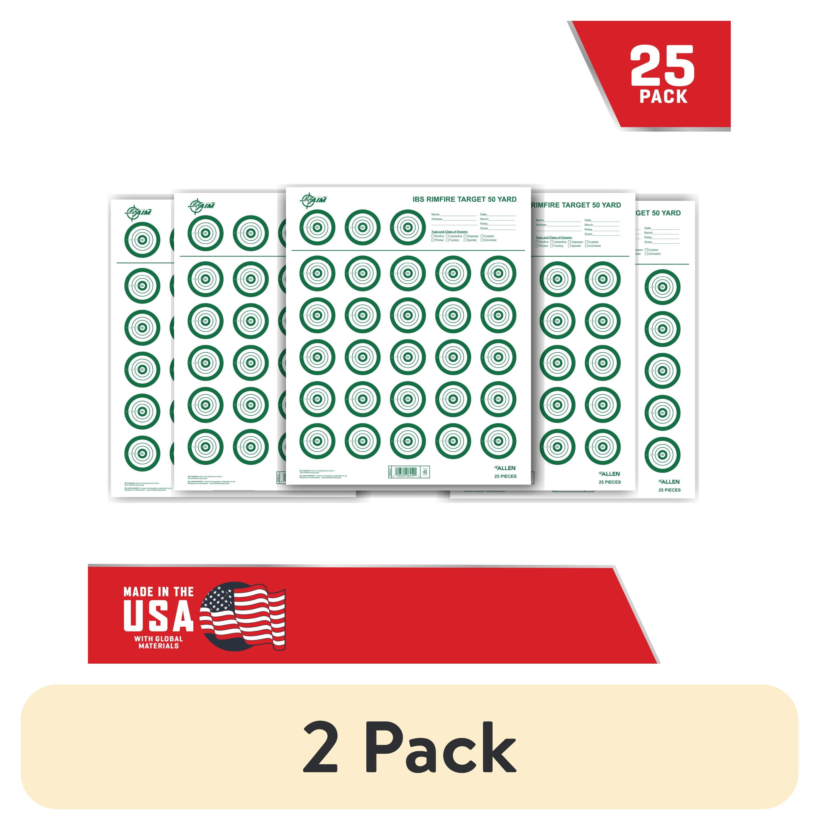 (2 pack) Ez Aim Rimfire IBS Shooting Targets, 14" x 17", 25-Pack, White ...
