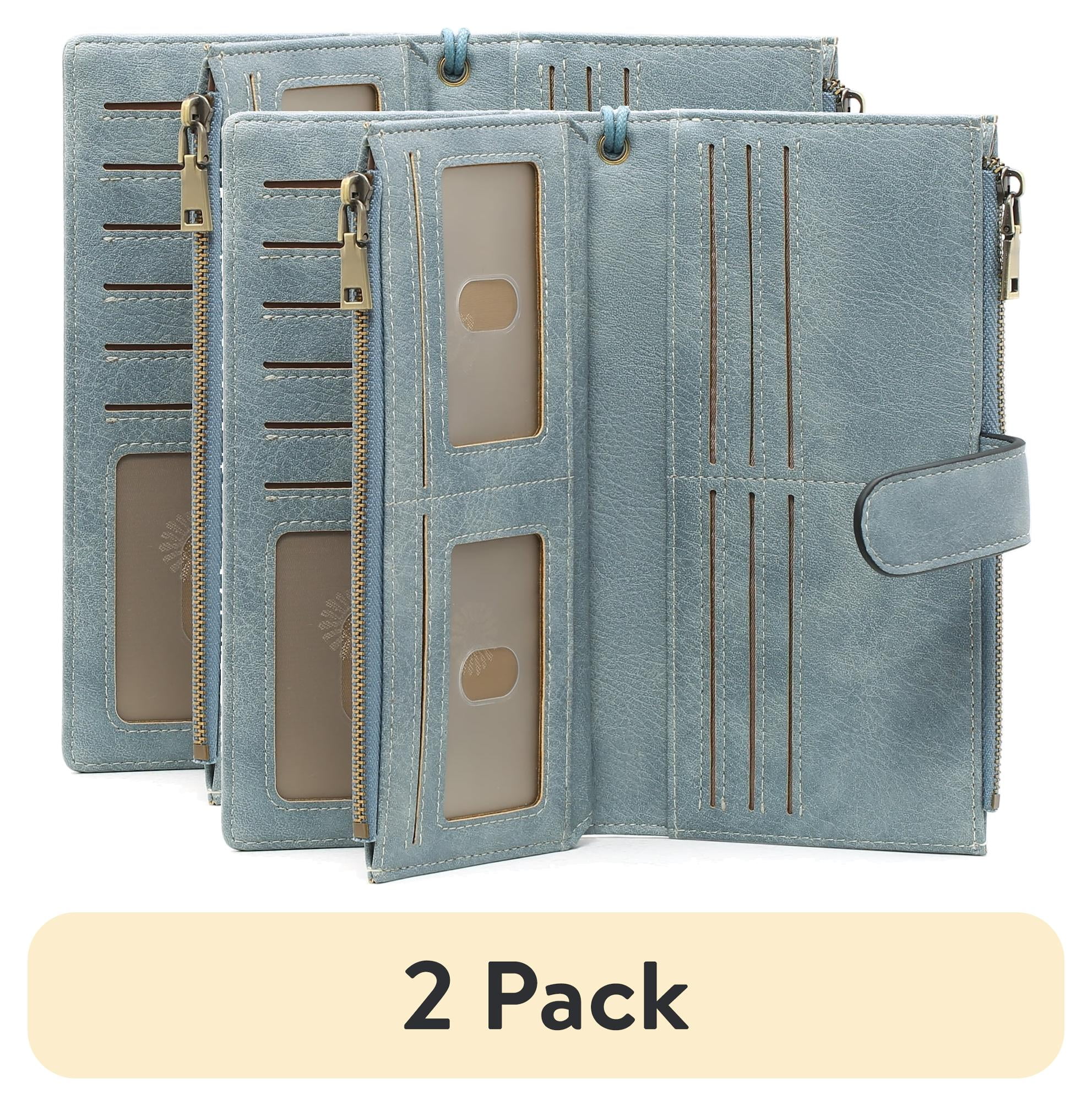 (2 pack) FALAN MULE Womens Wallets Large Capacity Credit Card Holder ...