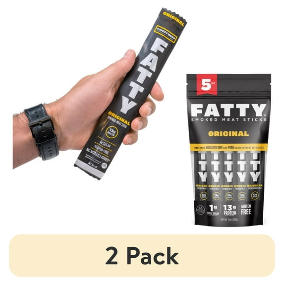 (2 pack) FATTY Meat Sticks, Pork Raised Without Antibiotics, Grass-Fed ...