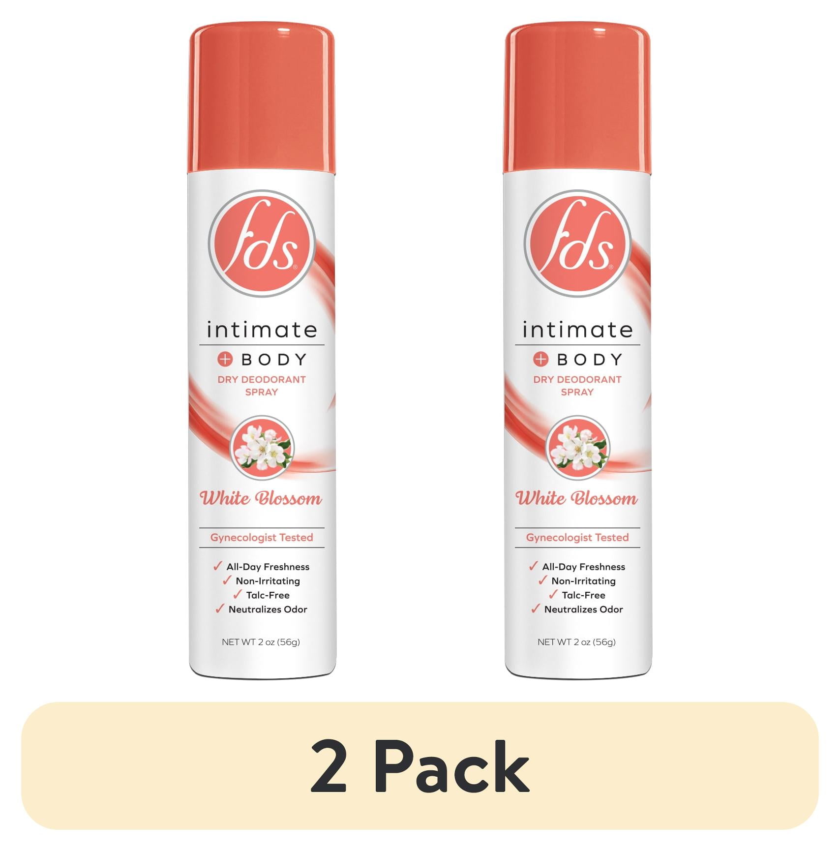 (2 pack) FDS Intimate + Body Dry Feminine Deodorant Spray, White ...