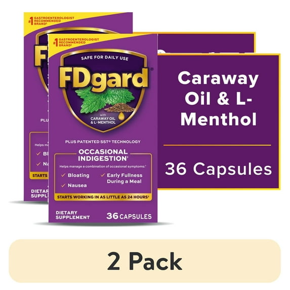 (2 pack) FDgard Digestive Health Supplement with Caraway Oil & L ...