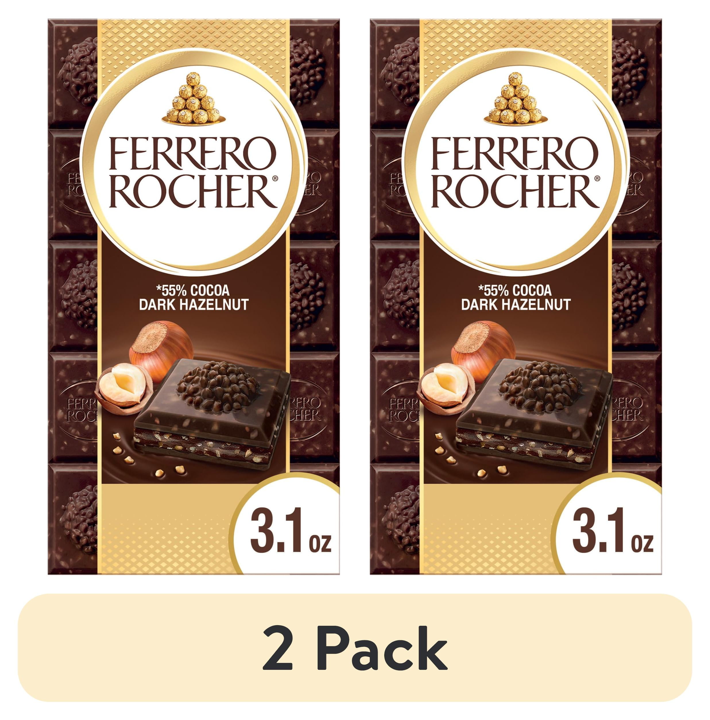(2 pack) FERRERO ROCHER Dark Chocolate Bar with Hazelnut & Cocoa ...