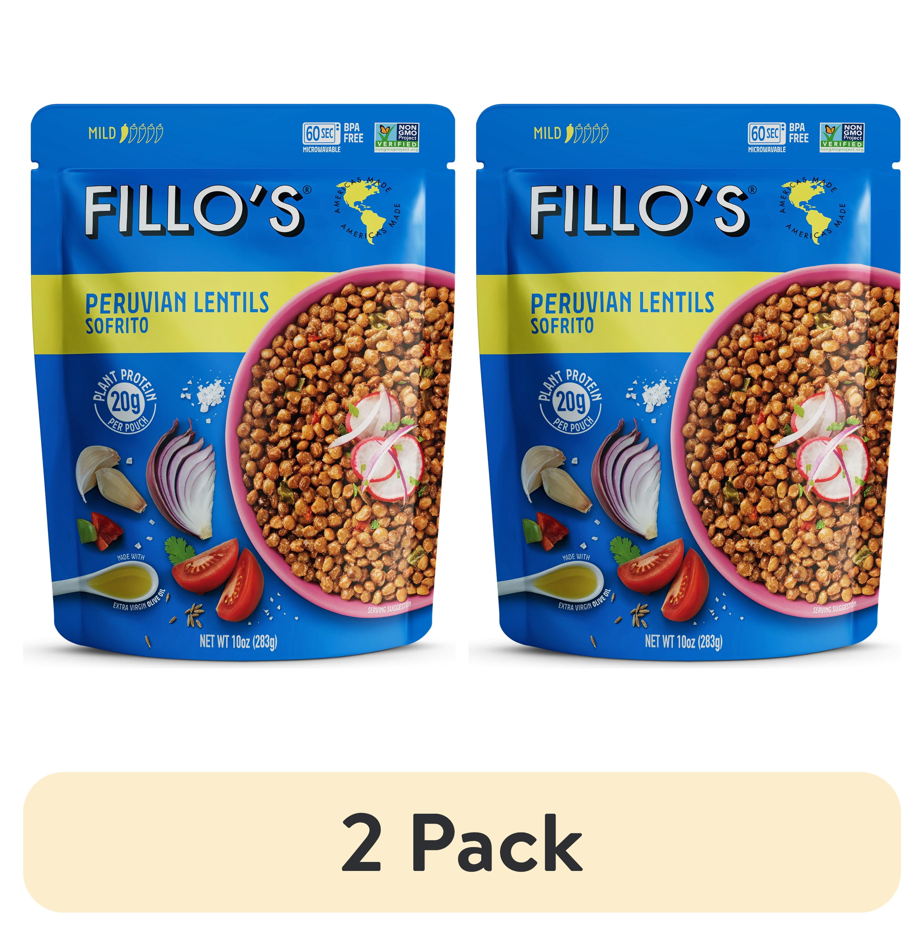 (2 pack) FILLO'S Peruvian Lentils, Single Pouch, 10 oz (Shelf-Stable ...