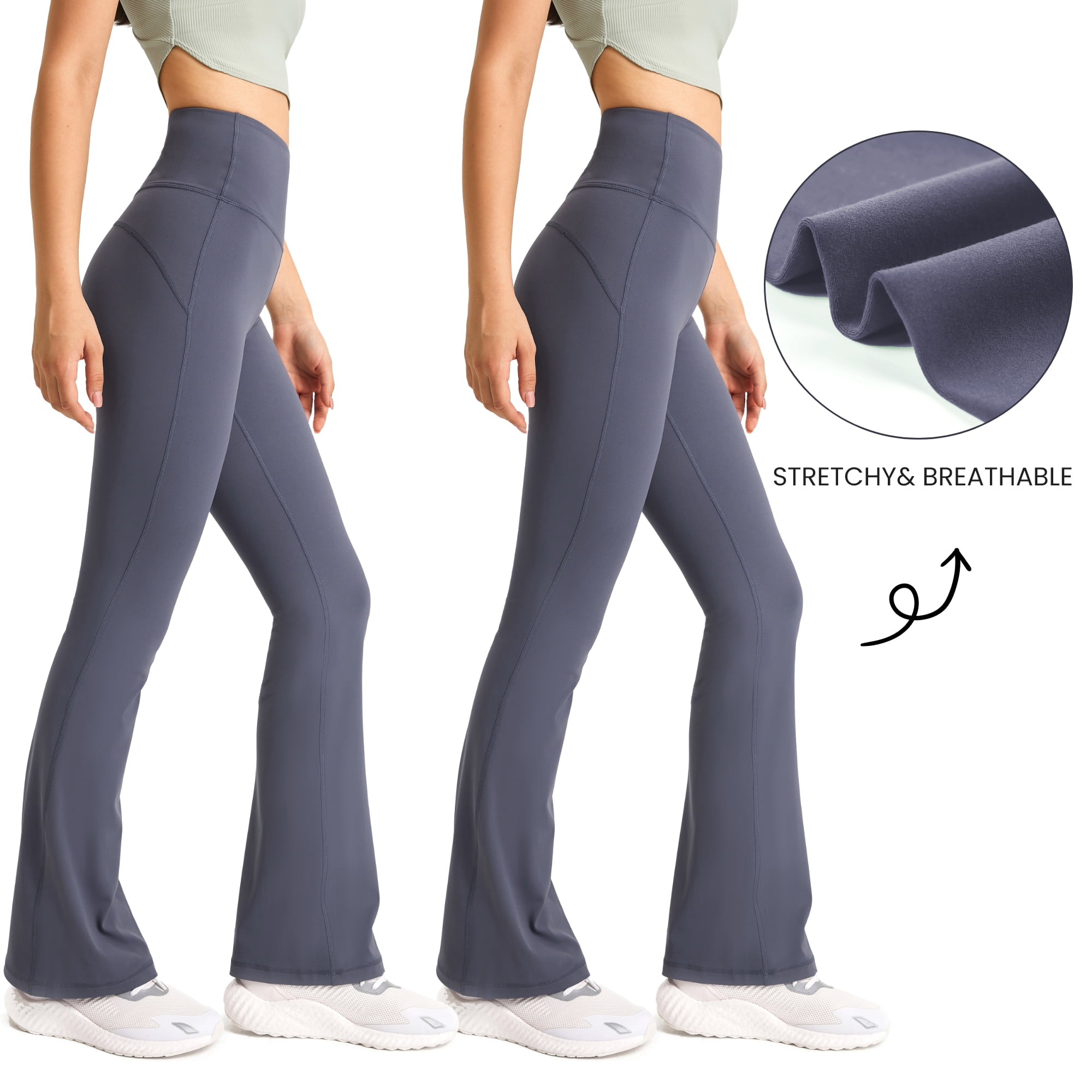 (2 pack) FITOP Women's High Waist Flare Yoga Pants, Buttery Soft ...