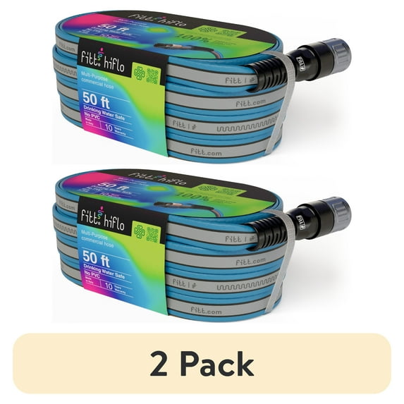 (2 pack) FITT HiFlo 50ft Lightweight Blue Hose with Aluminum Couplings ...