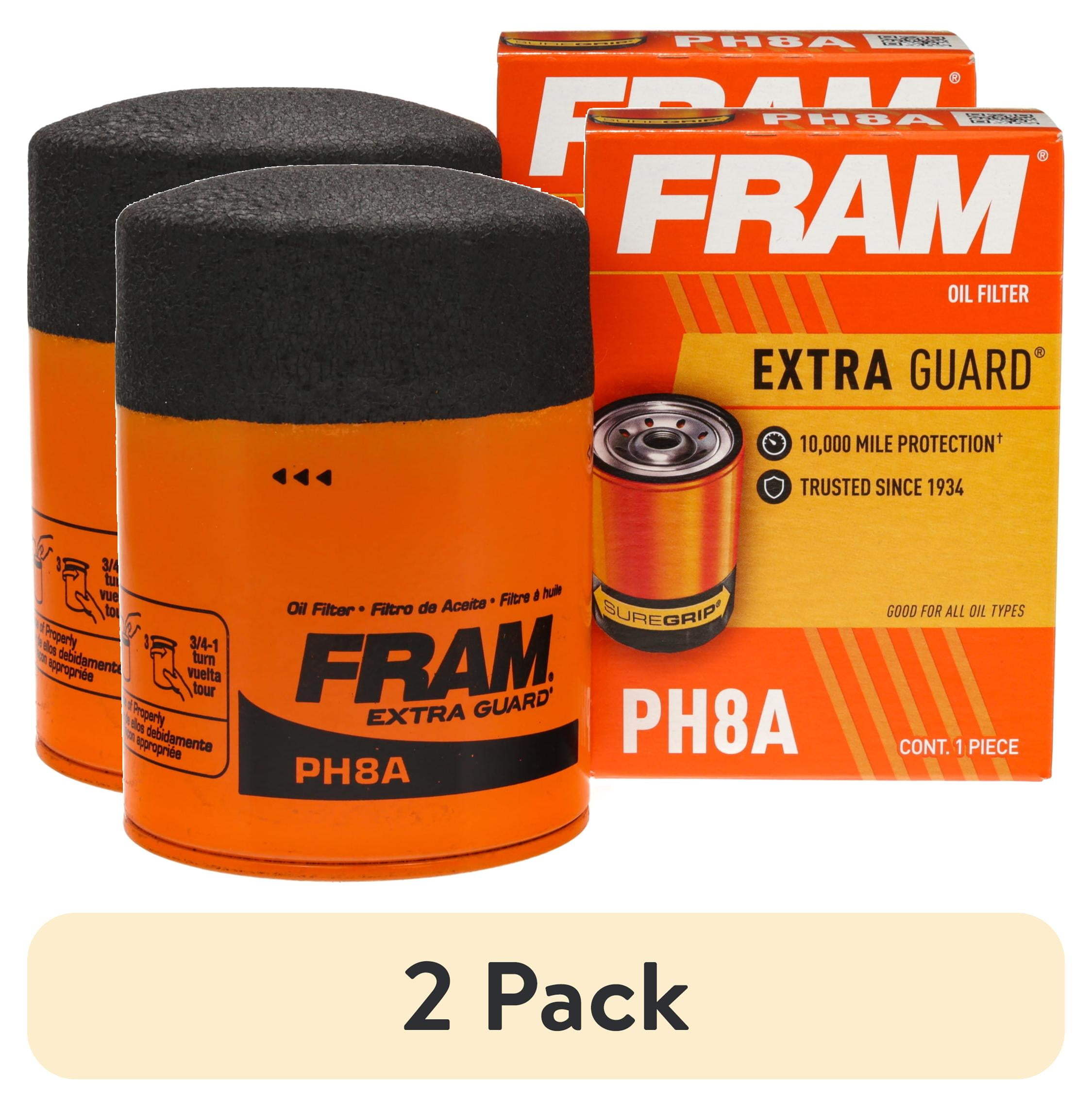 2 Pack Fram Extra Guard Oil Filter Ph8a 10k Miles Replacement Oil