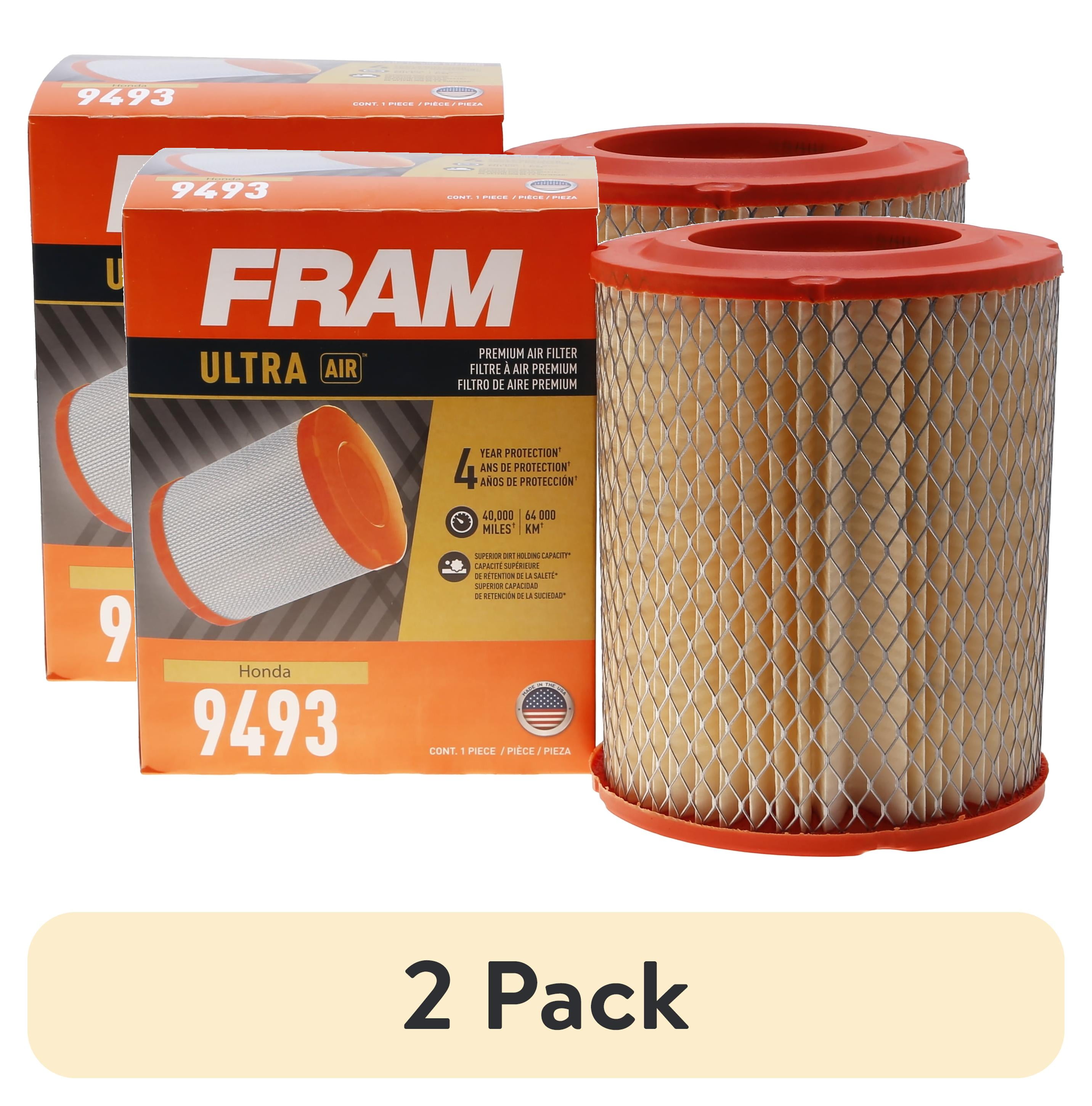 (2 pack) FRAM Ultra Air XGA9493, Premium Engine Air Filter Filter for Select Acura and Honda ...