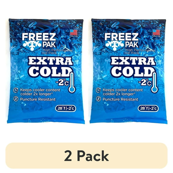 (2 pack) FREEZ PAK Extra Cold - 2C Ice Bag Reusable Ice Block ...