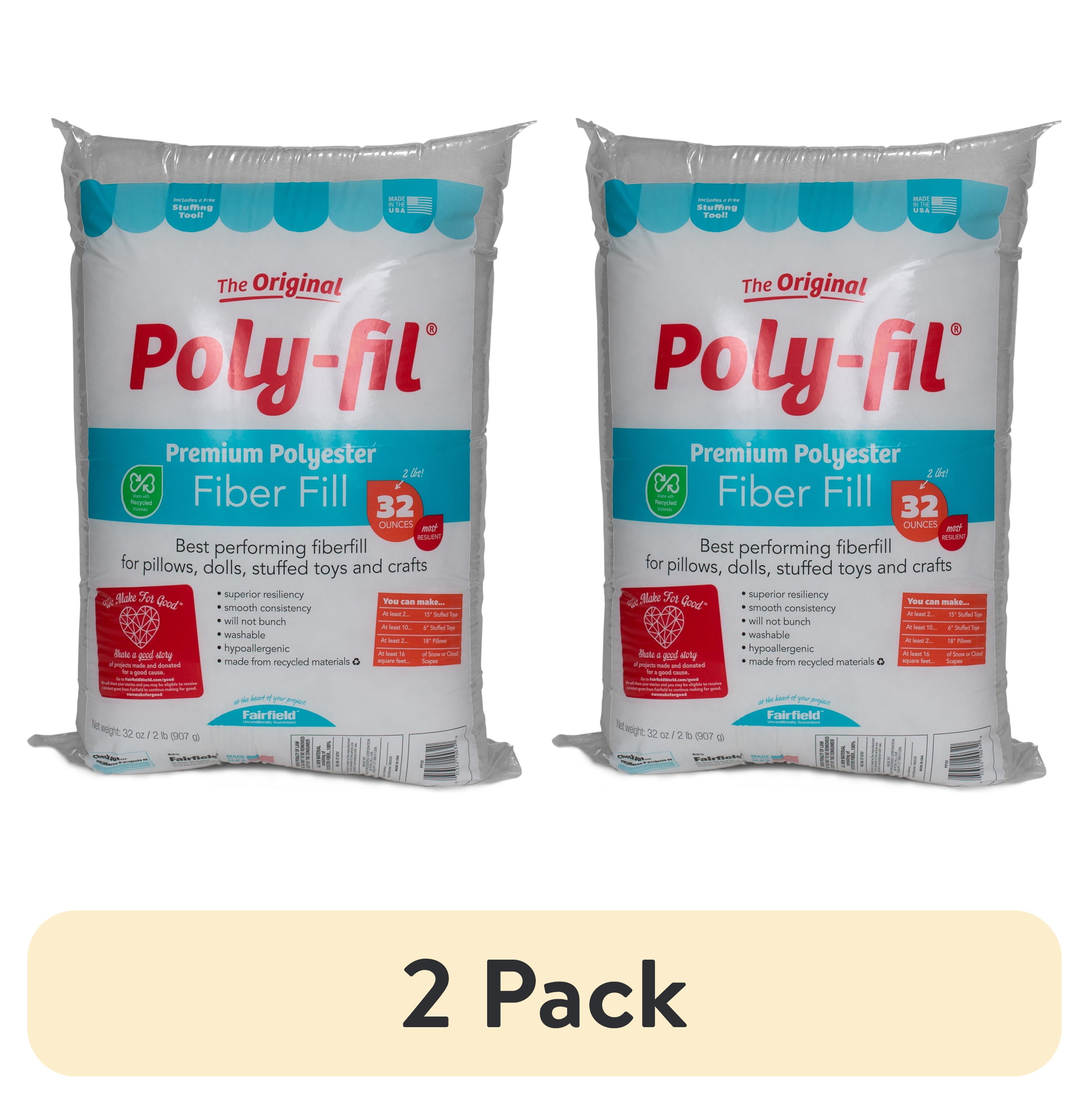 (2 pack) Poly-Fil Polyester Fiberfill Stuffing, 32oz Bag, by Fairfield ...