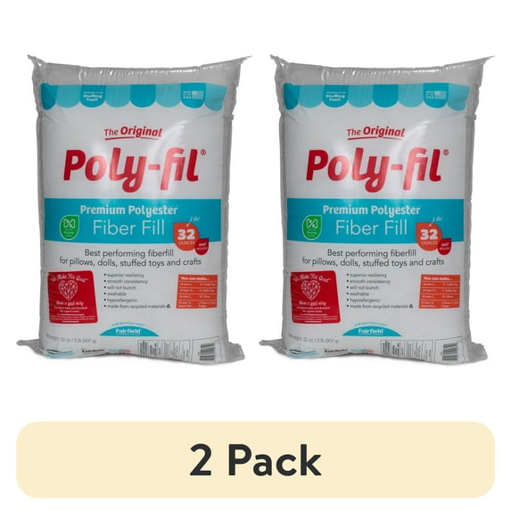(2 pack) Poly-Fil Polyester Fiberfill Stuffing, 32oz Bag, by Fairfield ...