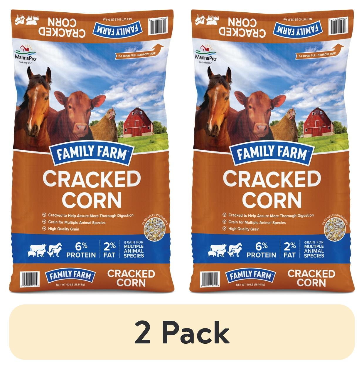 (2 pack) Family Farm Cracked Corn All-Purpose Animal Feed, 40 lb ...